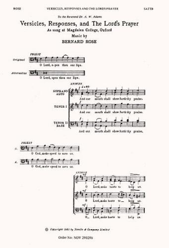 Bernard Rose: Versicles, Responses And The Lord's Prayer | Notlagret