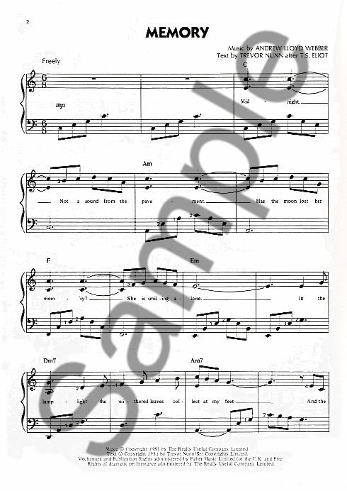 Andrew Lloyd Webber: Memory (Easy Piano Version) | Notlagret