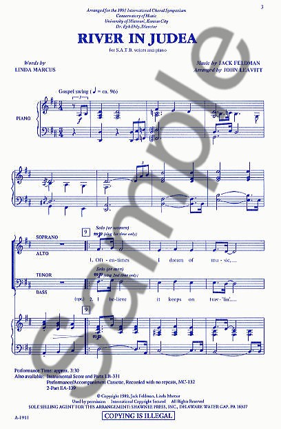 Jack Feldman And Linda Marcus: River In Judea (SATB) | Notlagret
